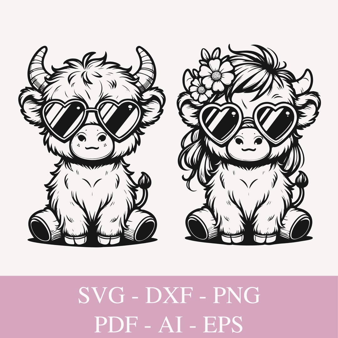 Cute Highland Cow Svg Files for Cricut, Valentines Day Svg, Cow With ...