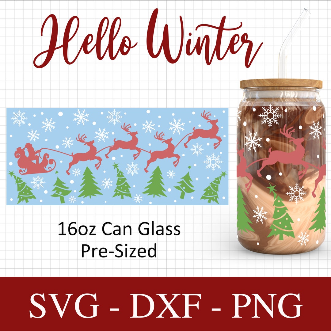 16oz Christmas Libbey Glass I Svg Files for Cricut, Snowflake Svg Can ...