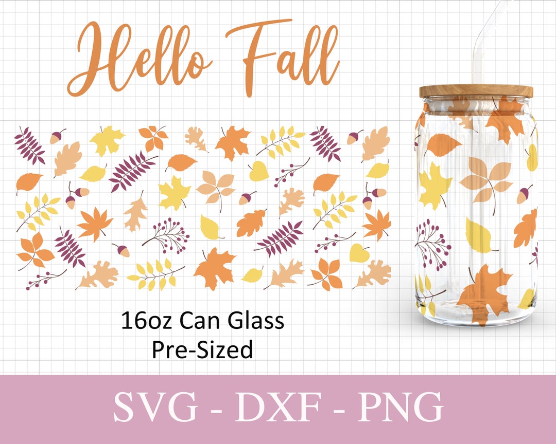 16oz Fall Can Glass Svg I Svg Files for Cricut I Autumn Wrap SVG I ...