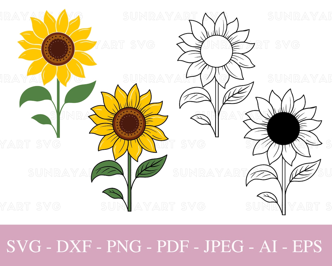 Sunflower SVG Files for Cricut, Flower Clipart PNG , DXF Cut File ...