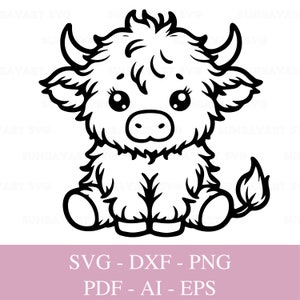 Cute Baby Highland Cow Svg Files for Cricut, Farm Life Svg, Cow ...