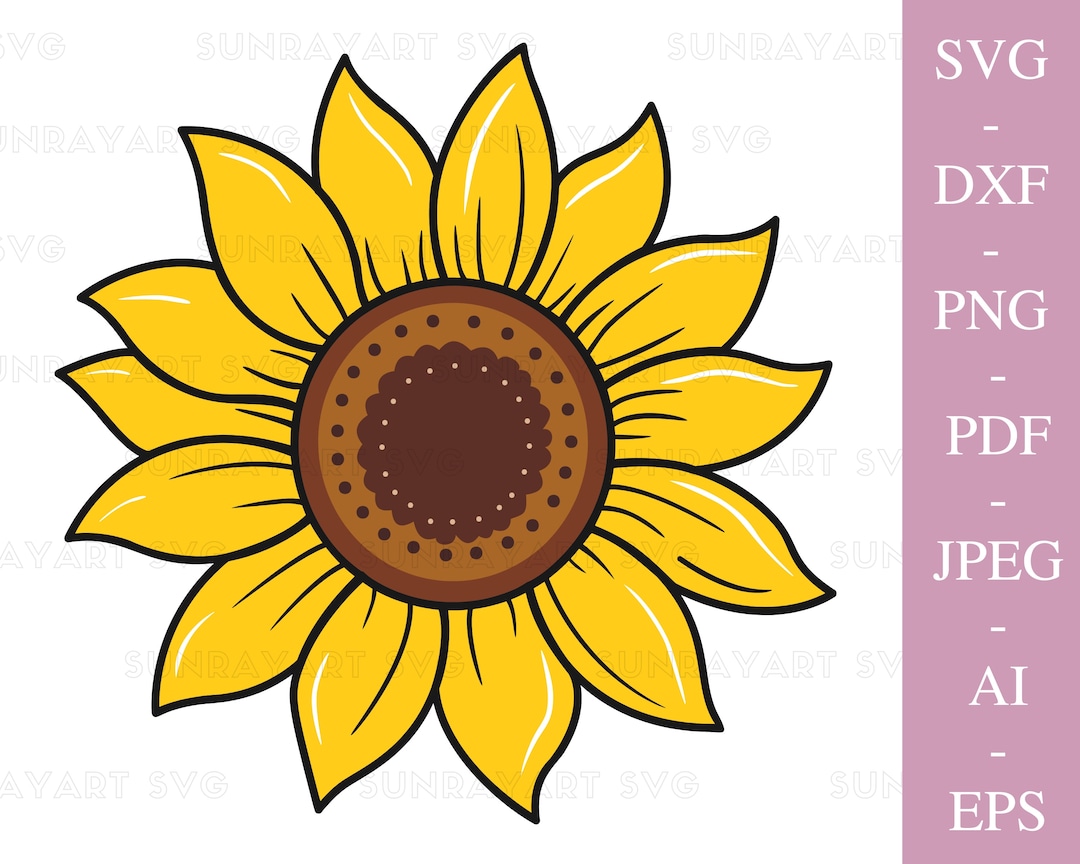 Sunflower SVG Files for Cricut, Flower Clipart PNG , DXF Cut File ...
