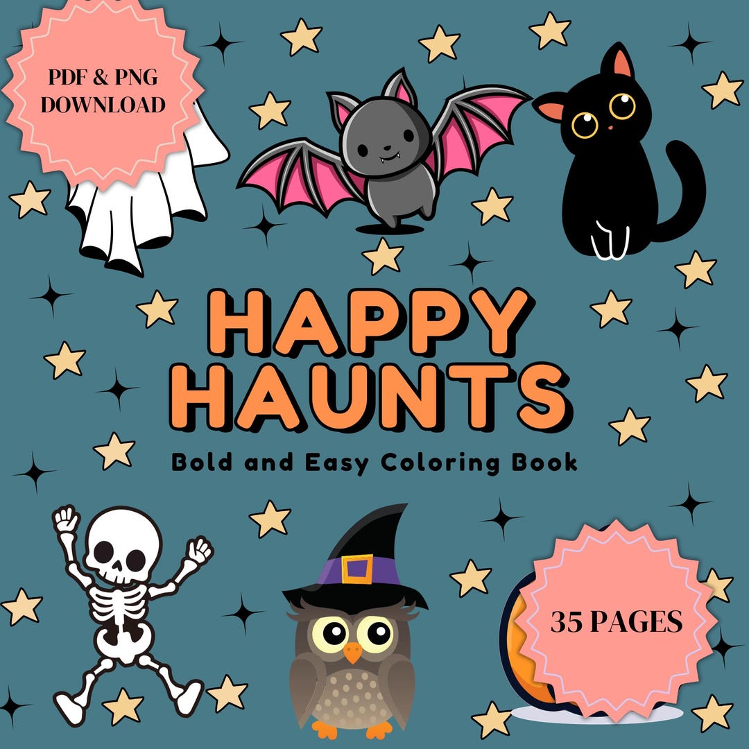 Happy Haunts Halloween Coloring Book: Spooky Ghosts, Pumpkins Cozy Bold ...