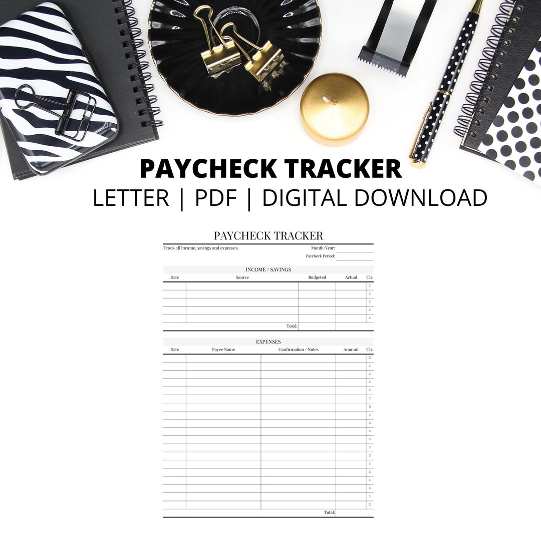 Paycheck Tracker | Paycheck Notes | Letter Size | PDF | Instant Digital ...