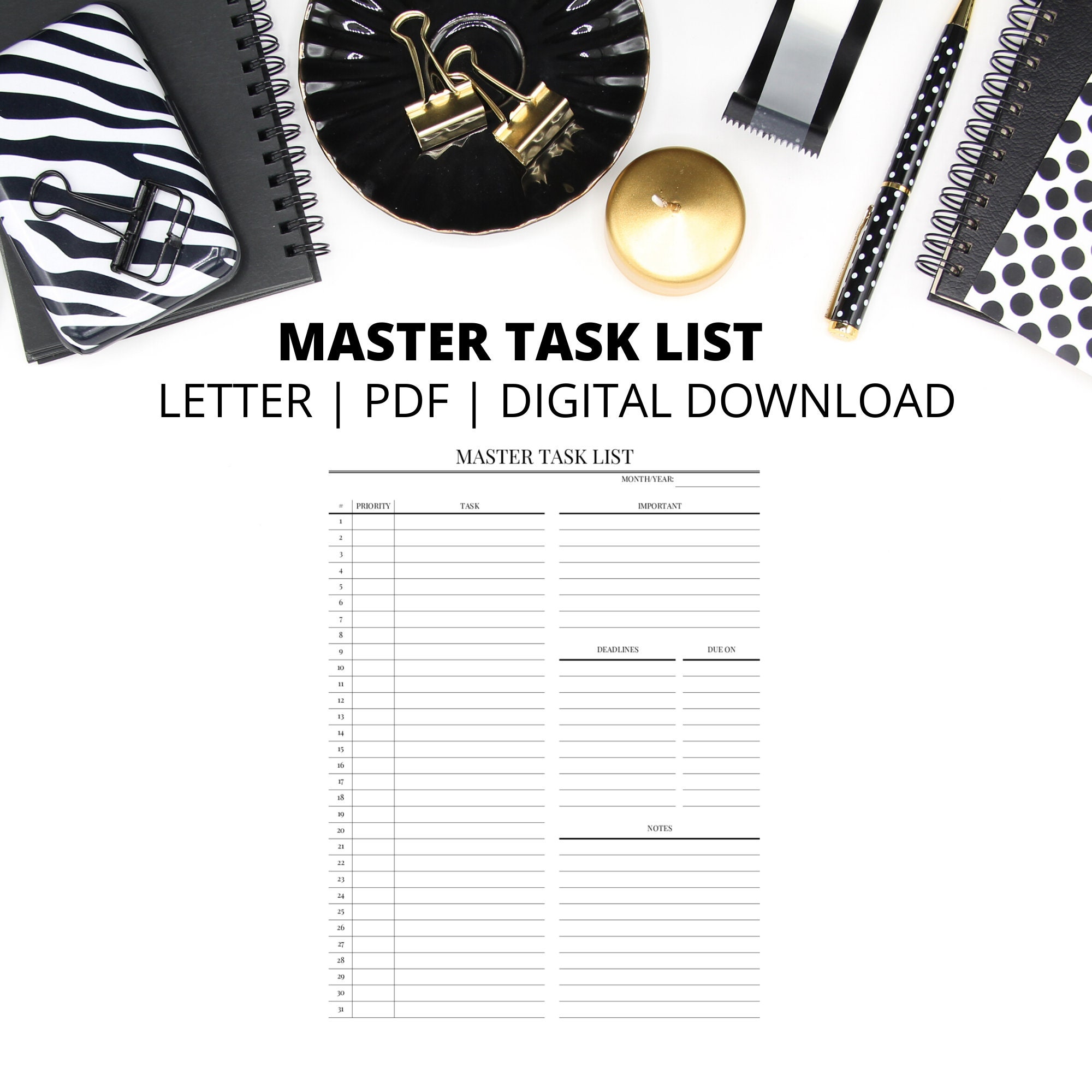 Master Task List Pdf