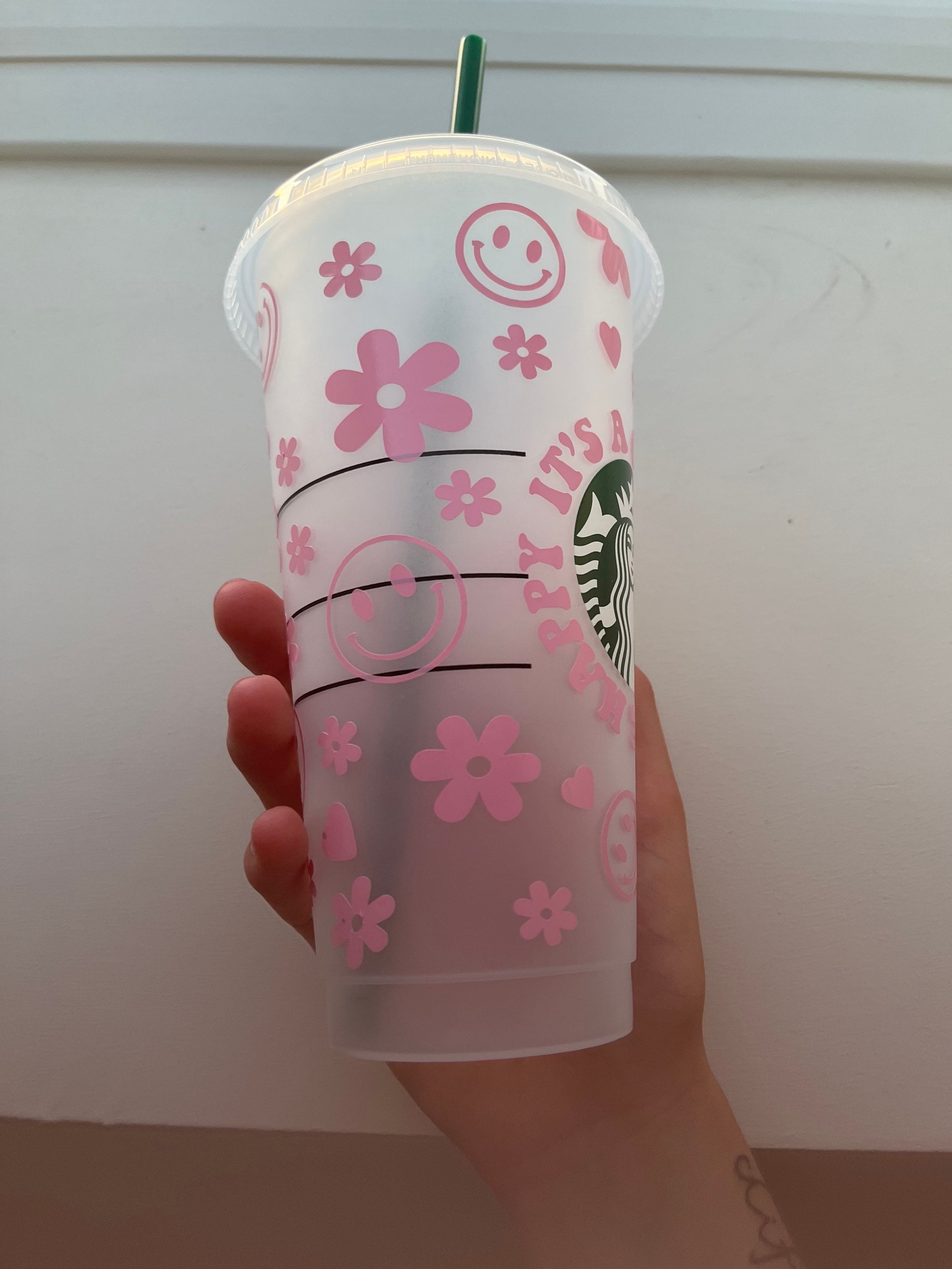 Starbucks Cup-smiley Face and Flowers Good Day to Be Happy Y2k - Etsy