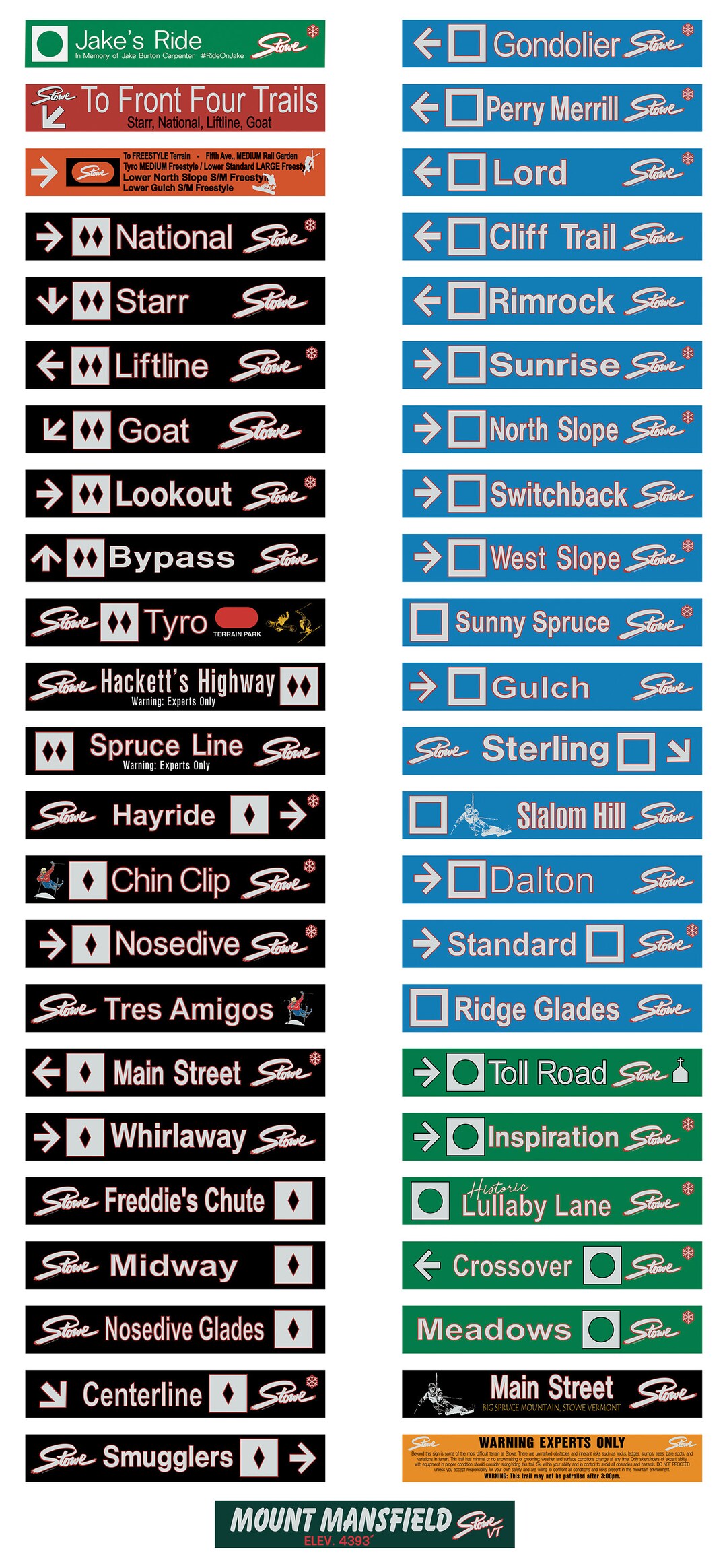 Stowe Mountain Trail Sign Series From Authentic Trail Signs - Etsy