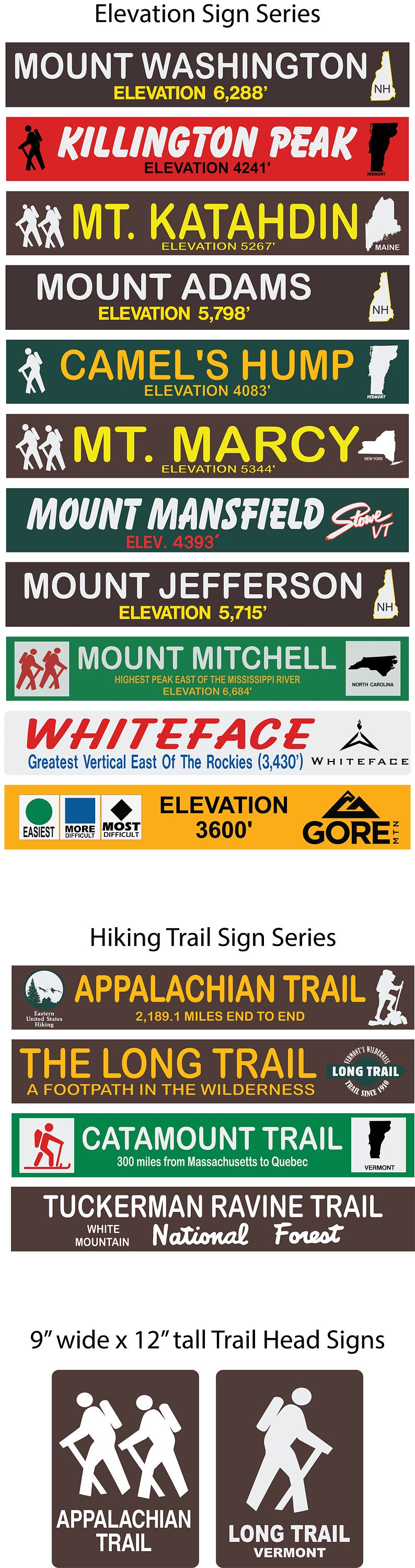 Whiteface Elevation- Trail Sign From Authentic Trail Signs - Etsy
