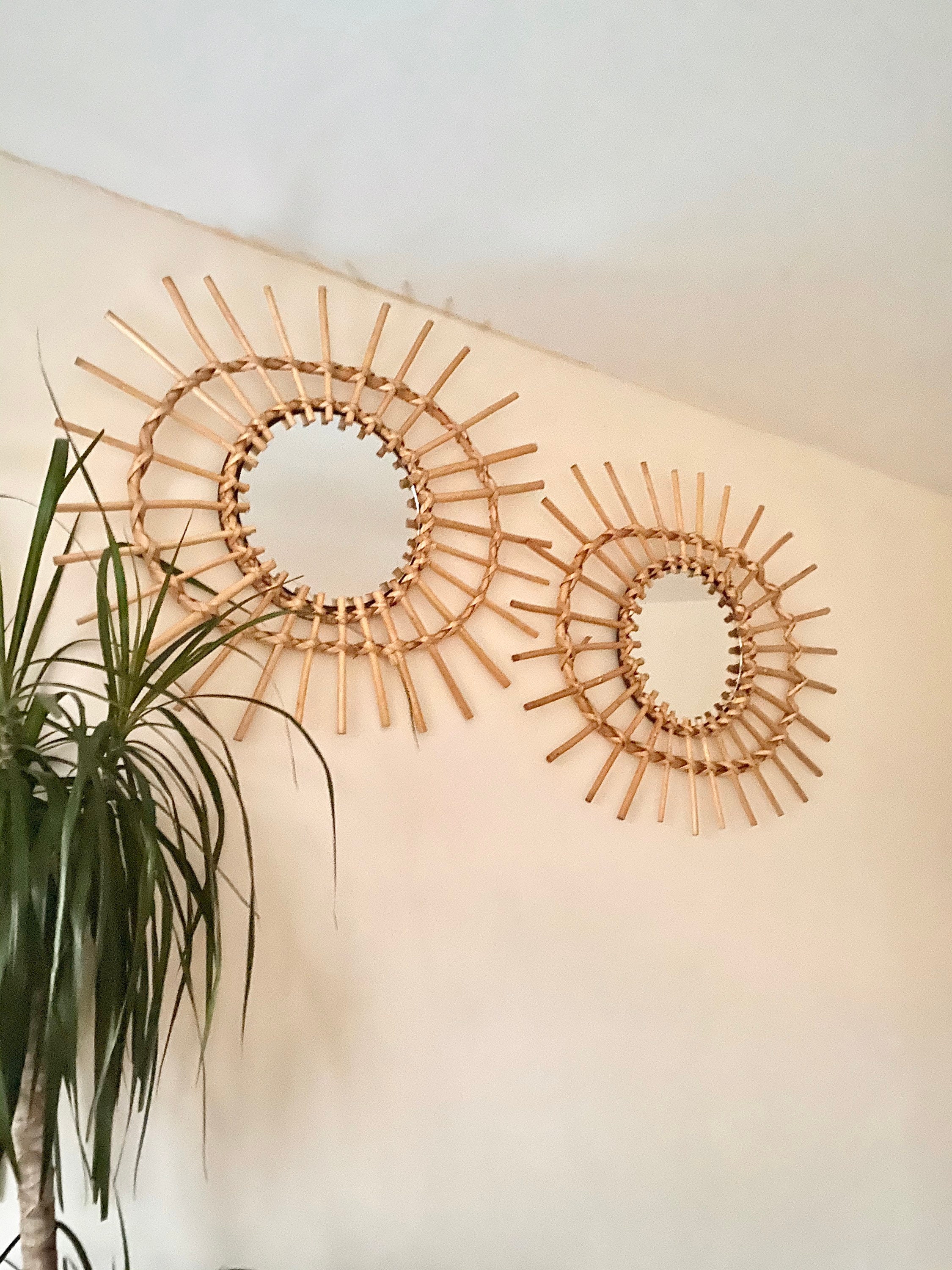 Boho Mirror Home Decor Wall Mirror Round Rattan Bohemian Sun Mirror ...