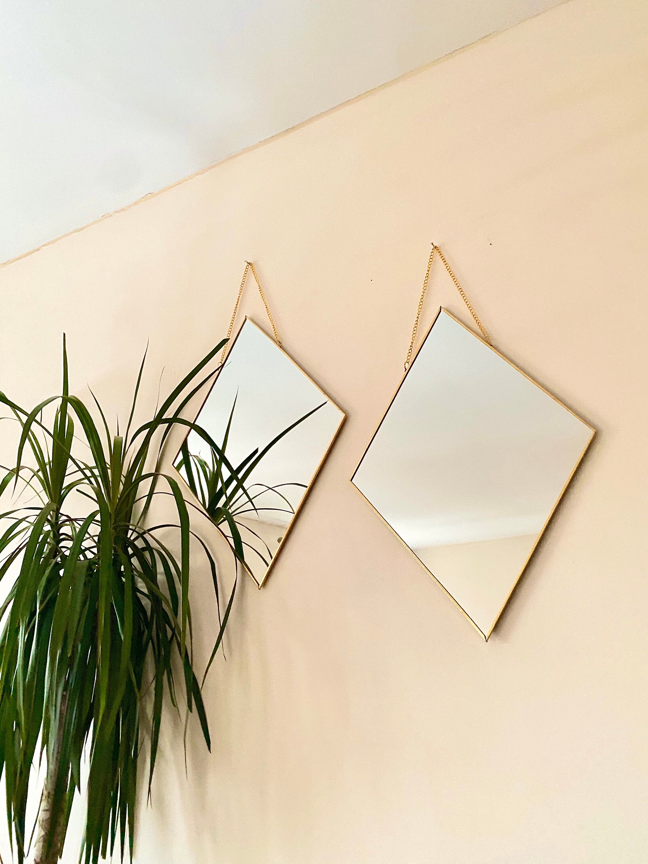 Diamond Mirror Wall Decor Triangle Mirror Diamond Hanging - Etsy