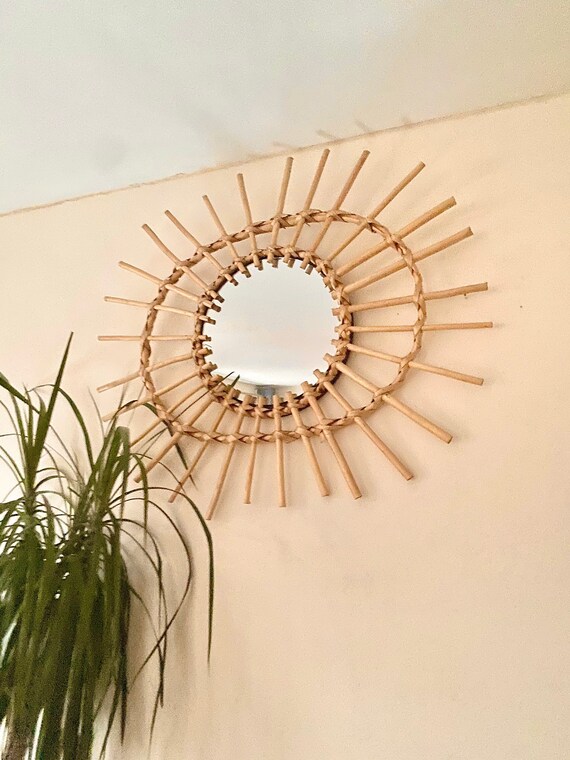 Boho Mirror Home Decor Wall Mirror Round Rattan Bohemian Sun Mirror ...