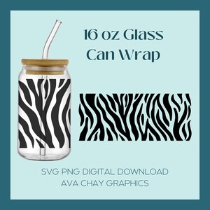 Zebra Glass Can SVG 16 Oz. Libbey Full Wrap Beer Can Glass - Etsy