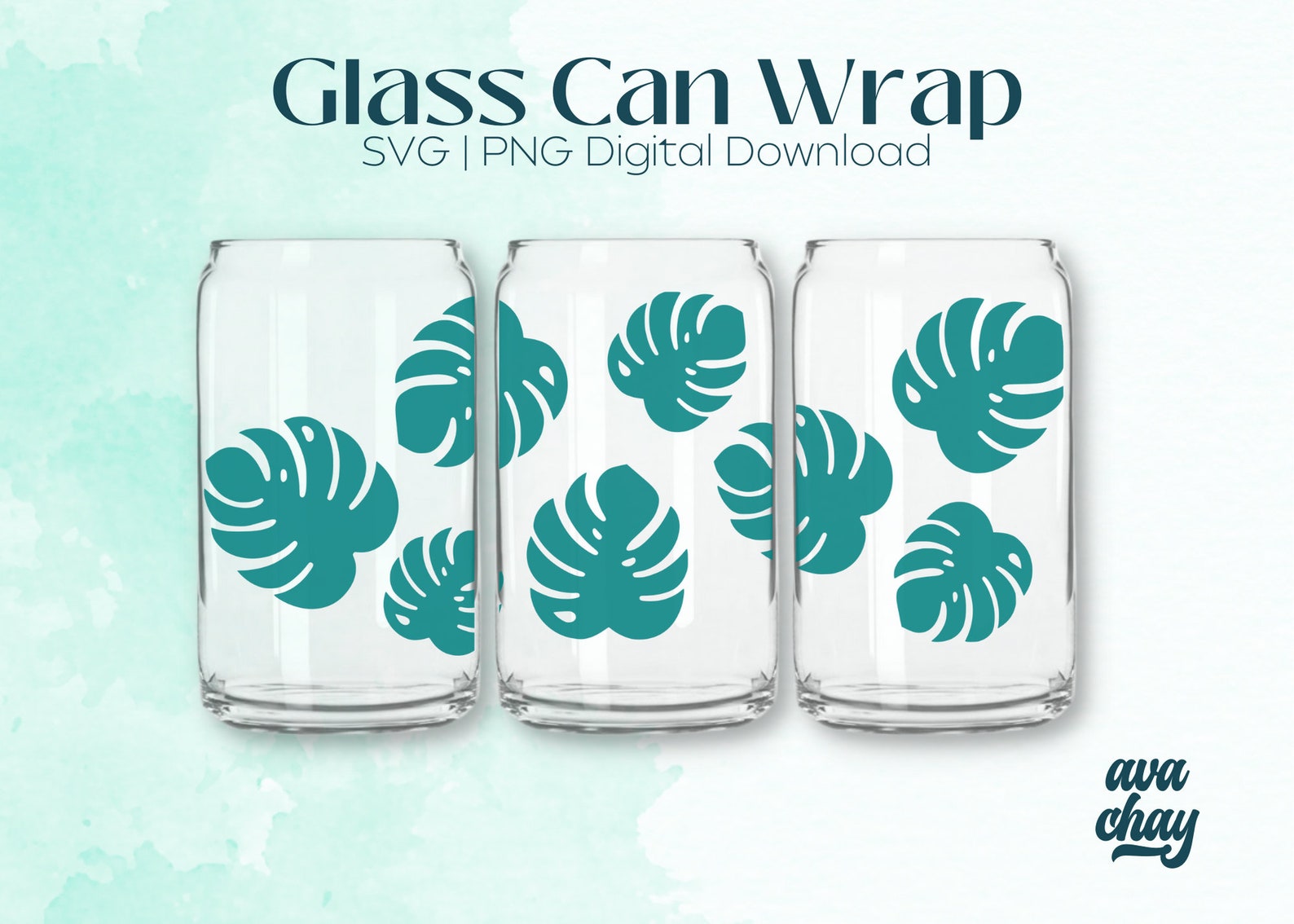 Monstera Glass Can Svg 16 Oz Libbey Full Wrap Plant Mom Etsy