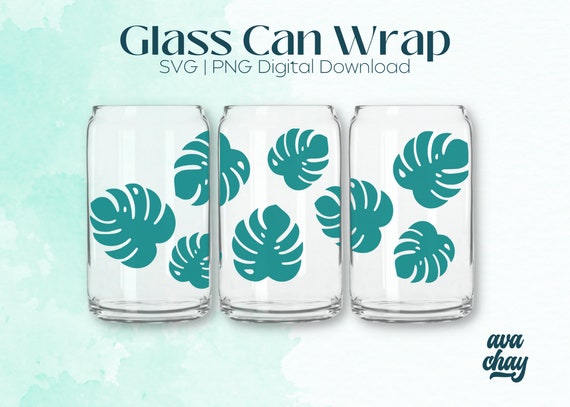Monstera Glass Can SVG 16 Oz Libbey Full Wrap Plant Mom - Etsy