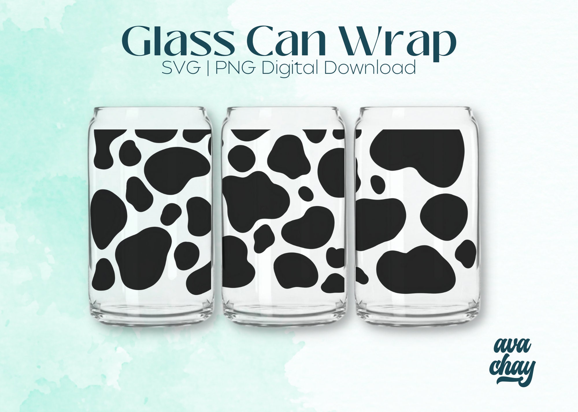 Cow Print Glass Can SVG 16 Oz Libbey Full Wrap Beer Can - Etsy