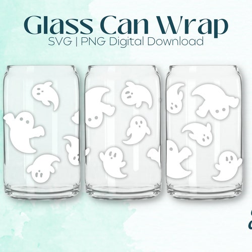 Halloween Ghost Glass Can SVG 16 Oz Libbey Full Wrap Beer - Etsy