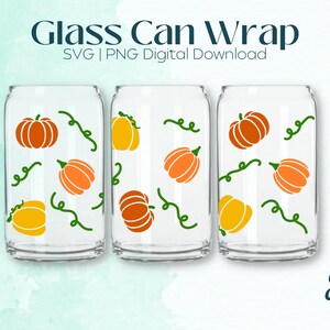 Pumpkin Glass Can SVG 16 Oz Libbey Full Wrap Halloween Beer - Etsy