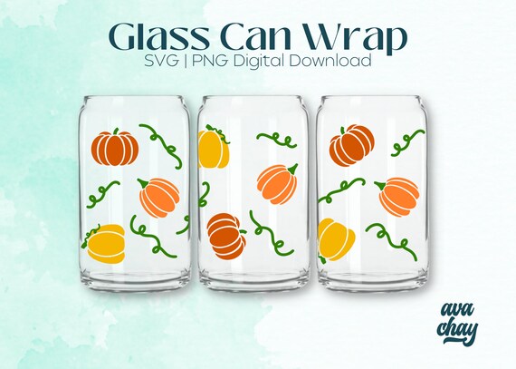 Pumpkin Glass Can SVG 16 Oz Libbey Full Wrap Halloween Beer - Etsy
