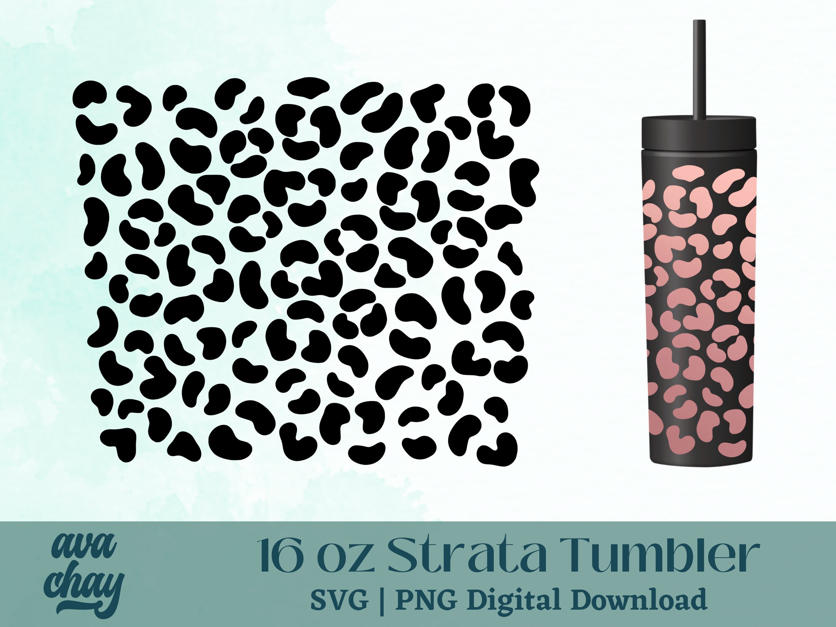 Leopard Print Skinny Tumbler SVG 16 Oz Strata Full Wrap - Etsy