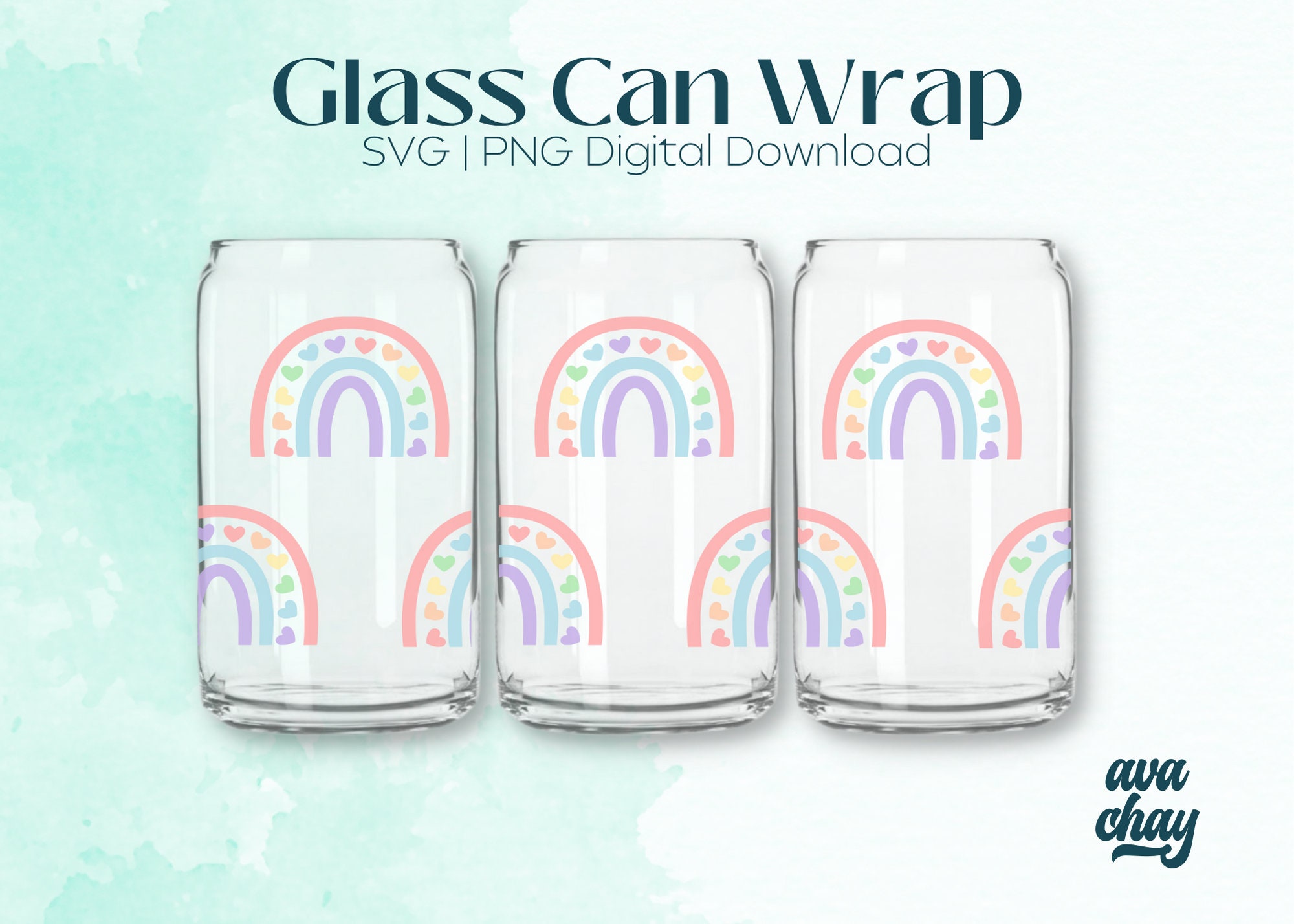 Boho Rainbow Glass Can SVG 16 Oz Libbey Full Wrap Beer Can - Etsy