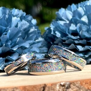 Star Dust Opal Inlay Ring Stainless Steel Titanium | Etsy