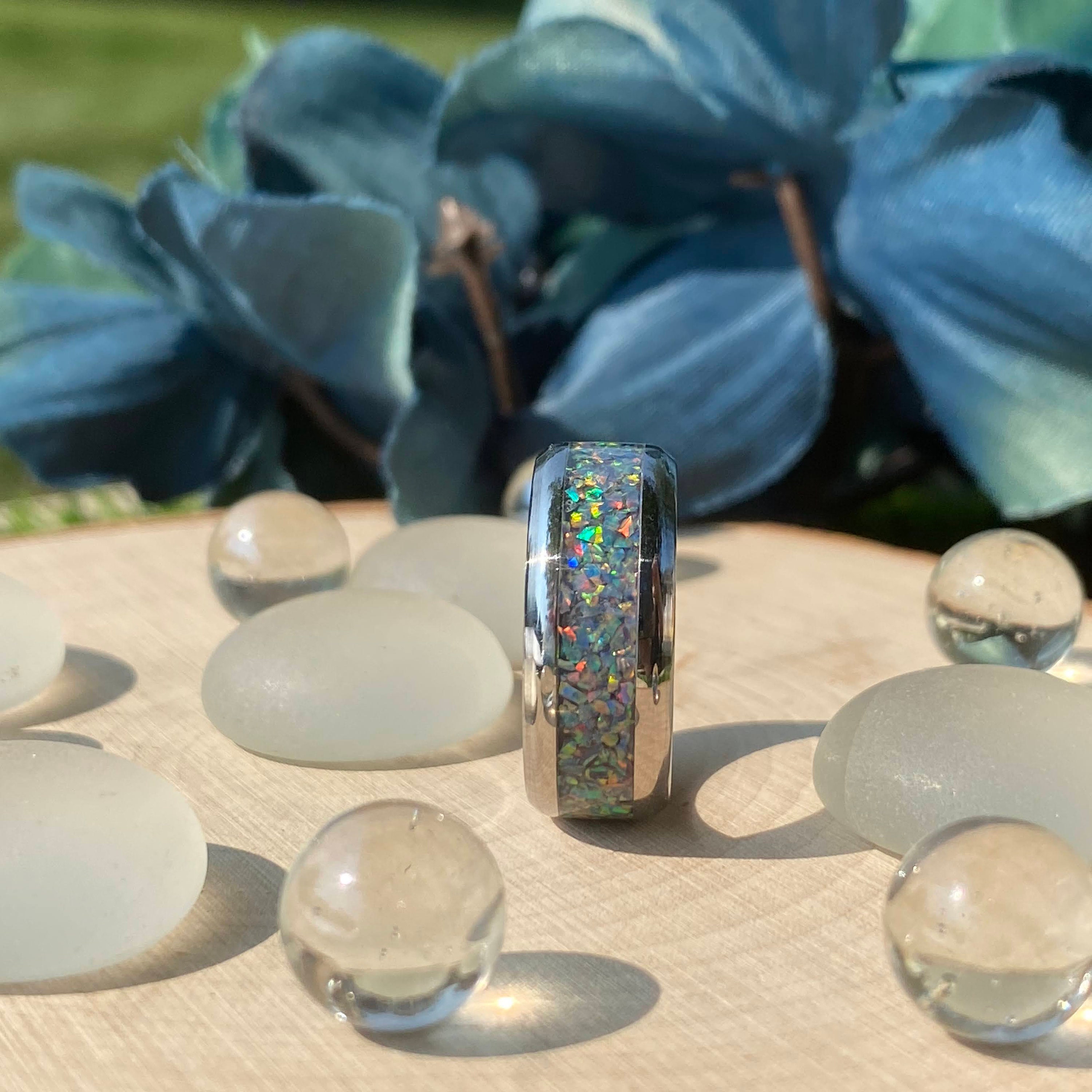 Star Dust Opal Inlay Ring In Metal