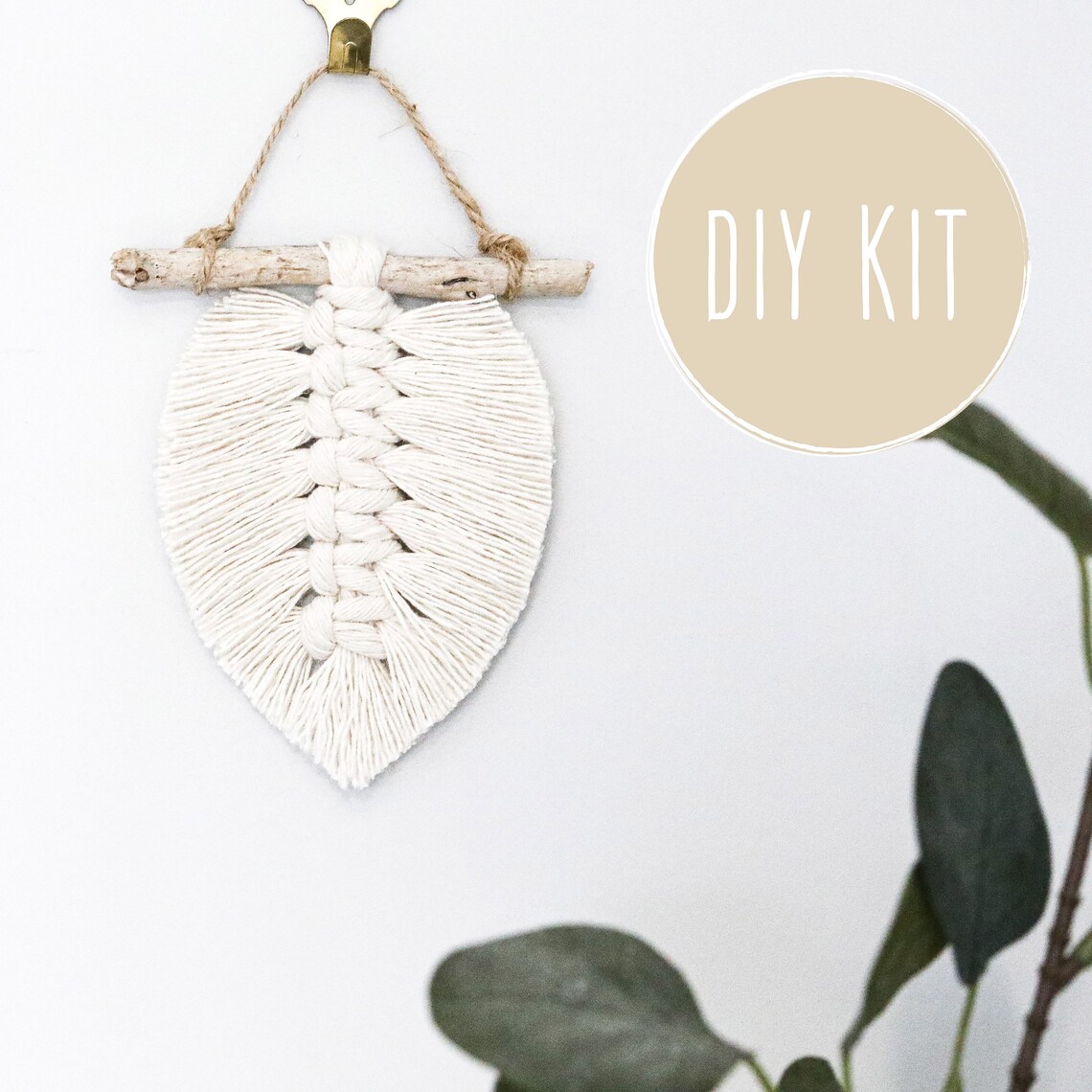 DIY Macrame Kit / Mini Macrame Leaf Wall Hanging / Natural | Etsy