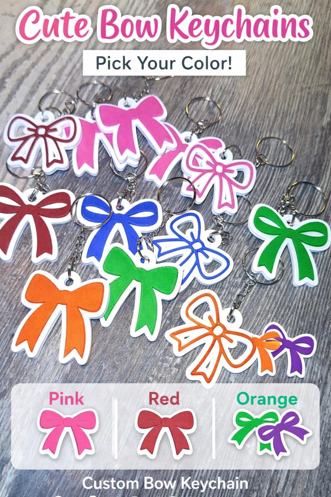 Cute Bow Keychain Custom Color Bow - Etsy