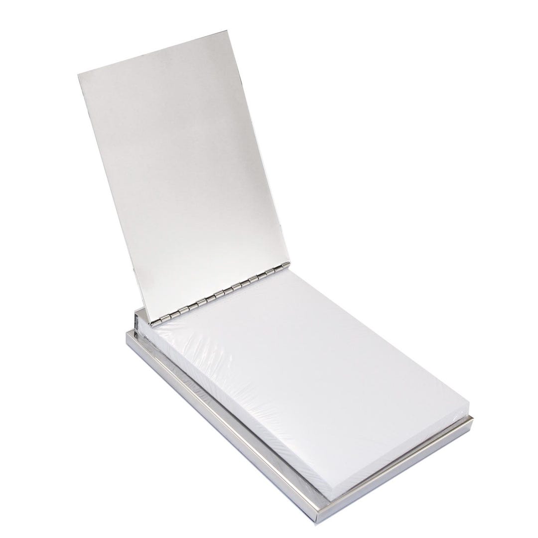 Sleek Executive Silver Notepad Holder - Polished Desk Accessory With 3. ...