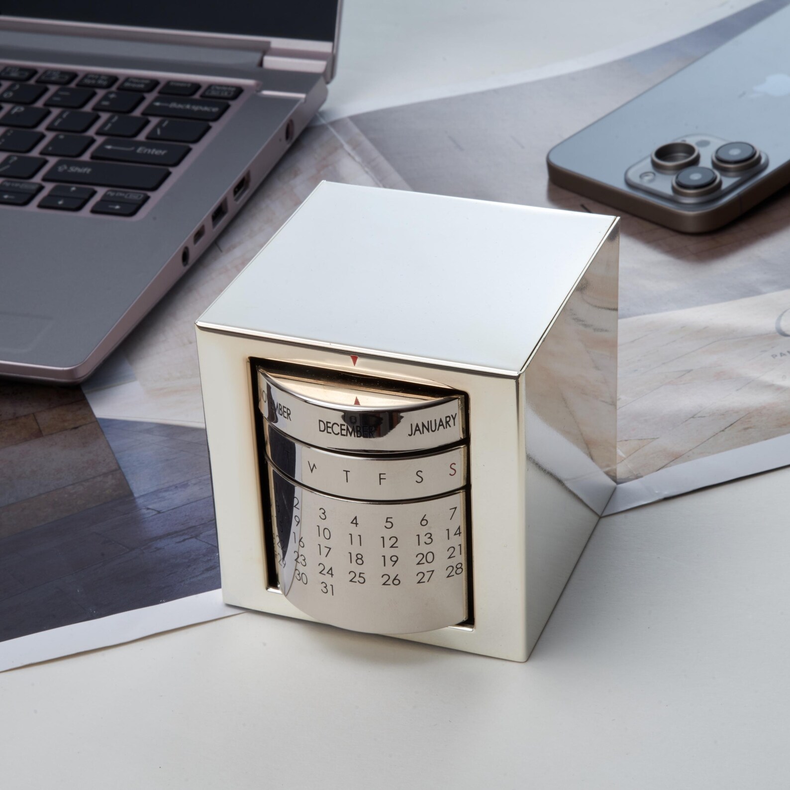 Personalized Perpetual Calendar Cube | Nickel-plated Desk Organizer - Etsy
