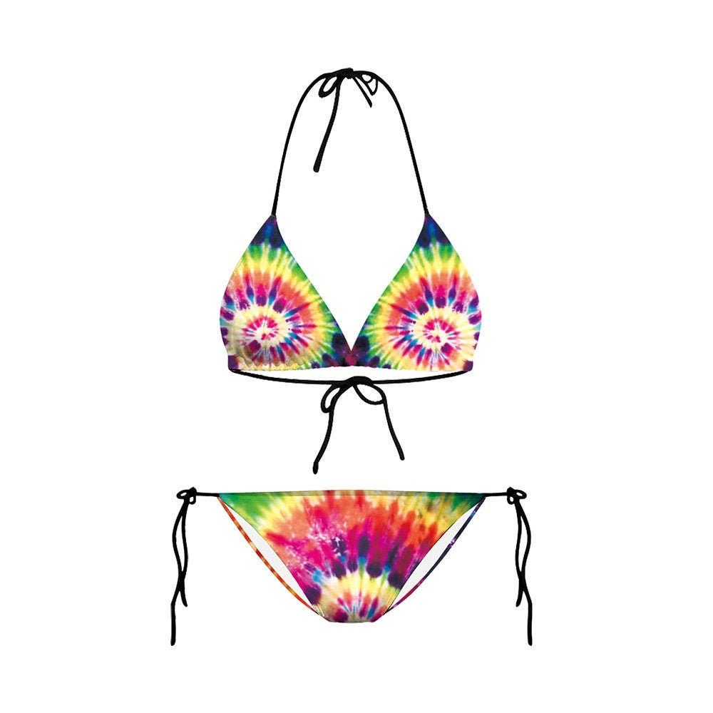 Womens Tie Dye Bikini String Triangle Two Piece Swimsuit Etsy