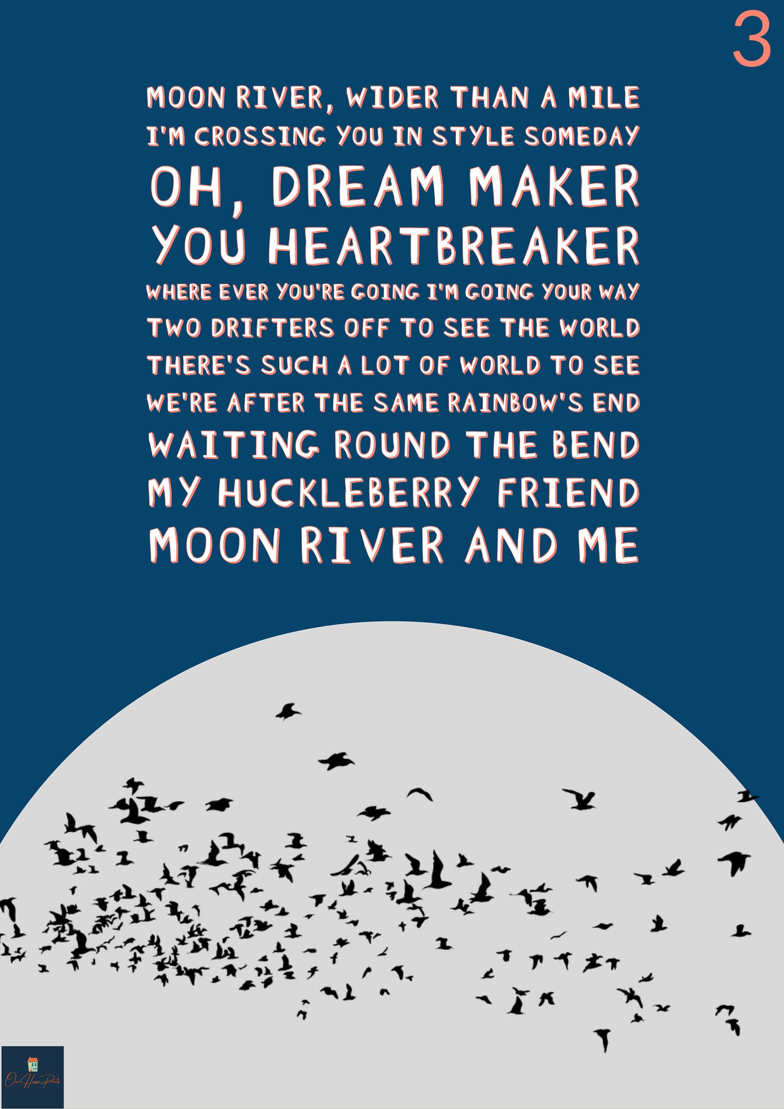 Moon River Lyrics Print andy Williams Audrey Hepburn Sinatra - Etsy UK
