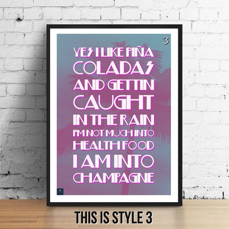 Escape the Piña Colada Song Lyrics Print Rupert Holmes - Etsy UK