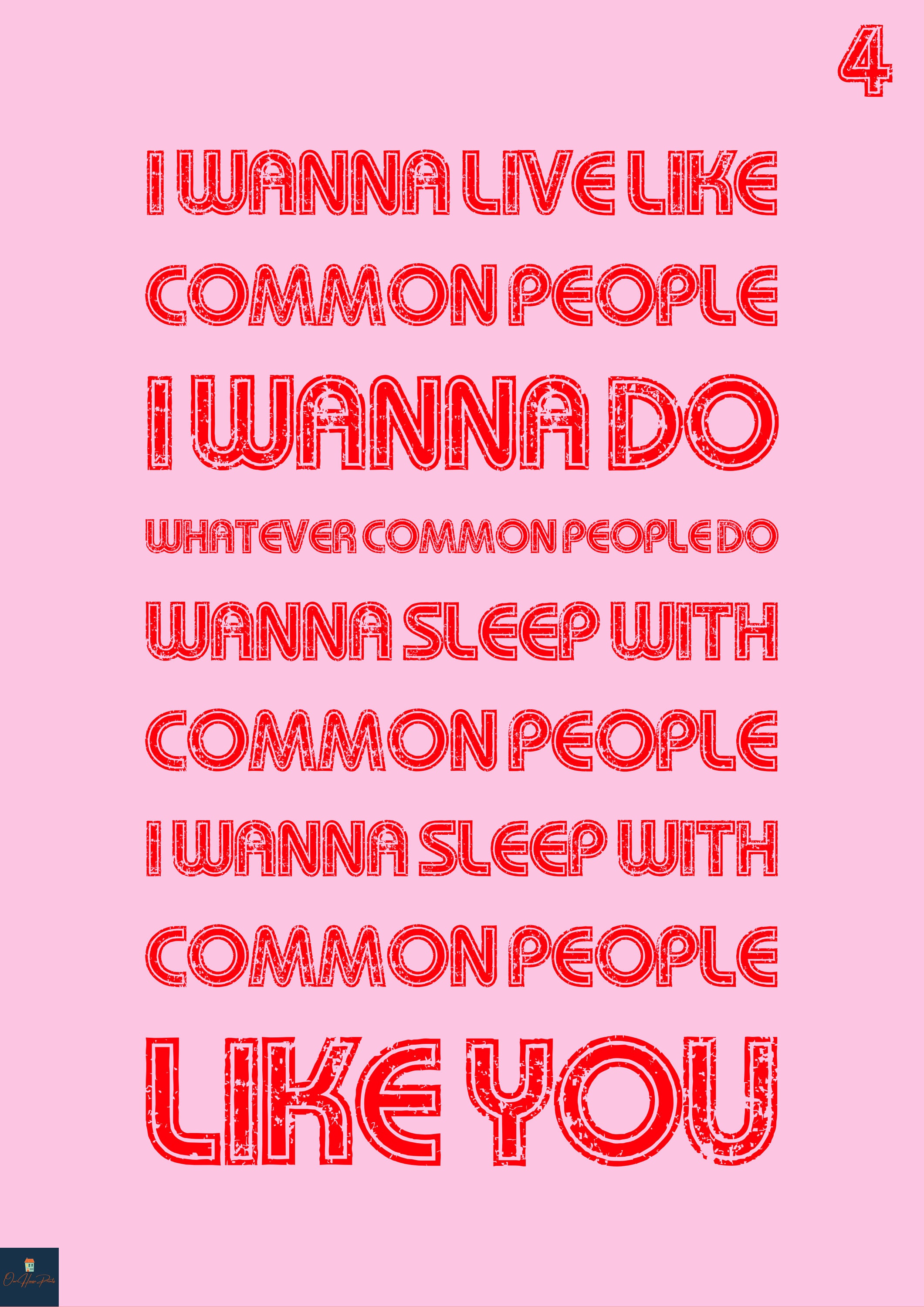 Common People Lyrics Print Pulp Inspired Music Poster. | Etsy