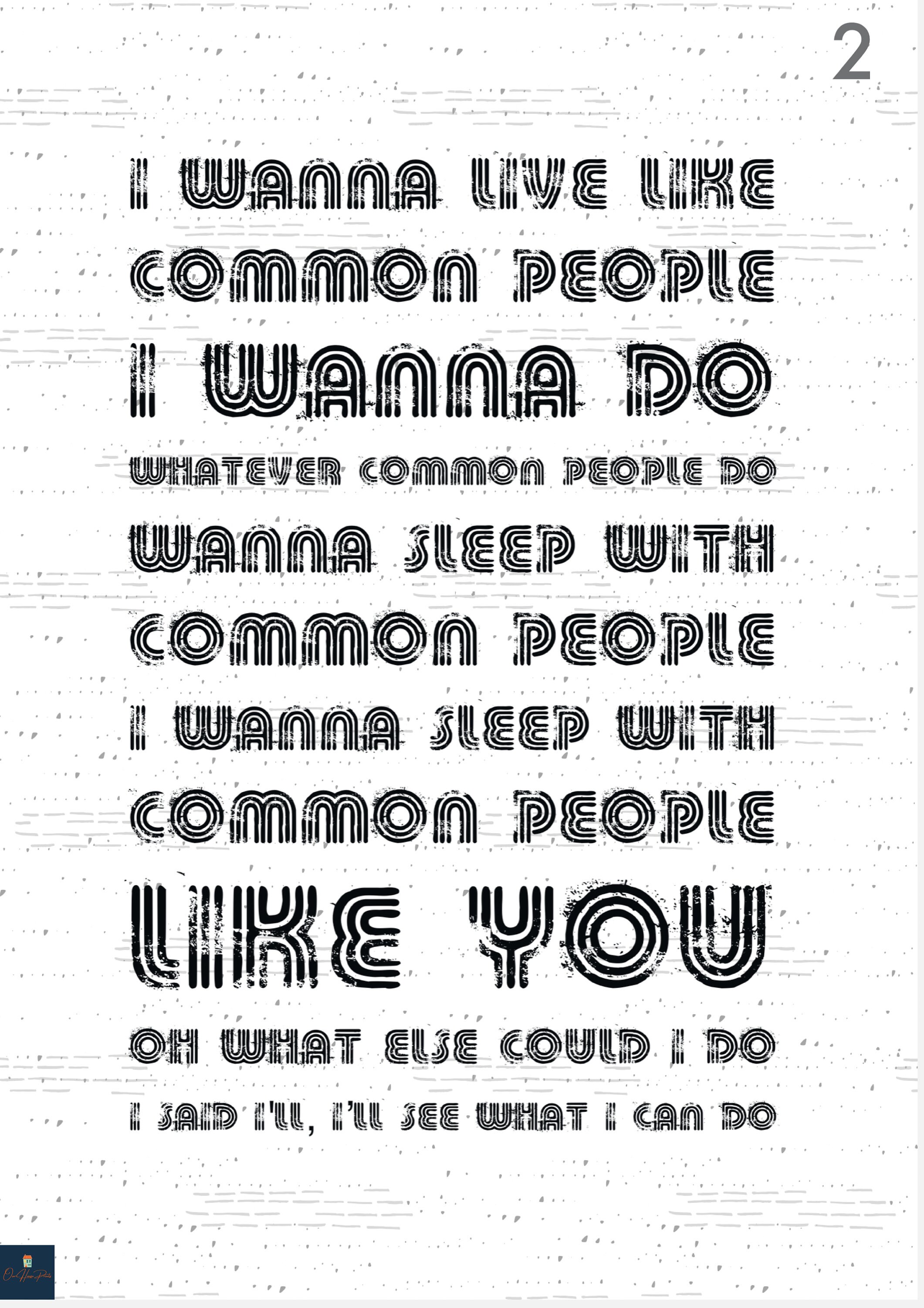 Common People Lyrics Print Pulp Inspired Music Poster. - Etsy Israel