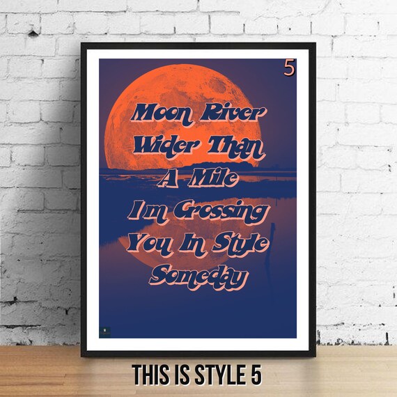 Moon River Lyrics Print Andy Williams Audrey Hepburn Sinatra | Etsy