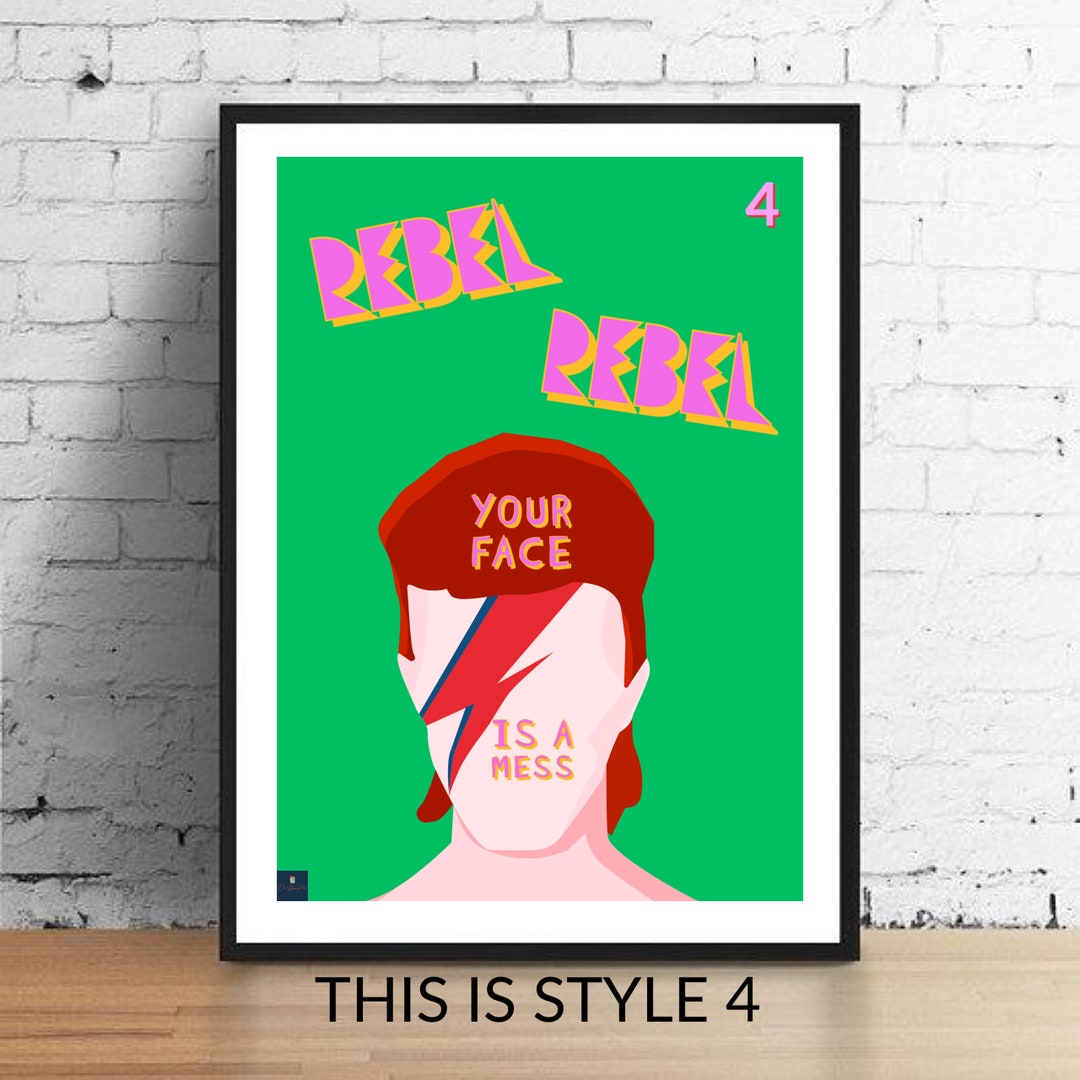 Rebel Rebel Lyrics Print David Bowie Inspired Music Poster ...