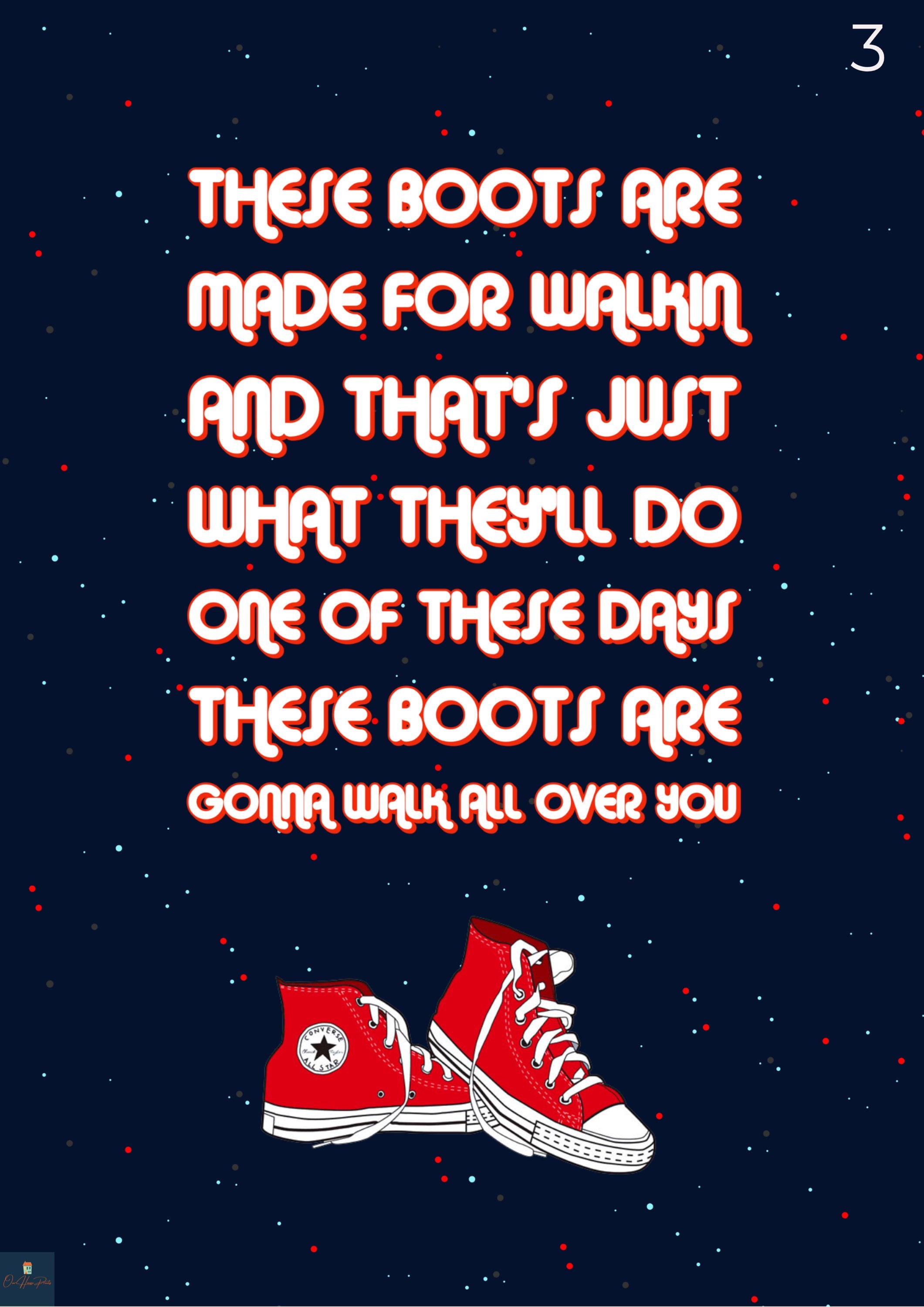 These Boots Are Made For Walkin Lyrics Print Nancy Sinatra Inspired ...