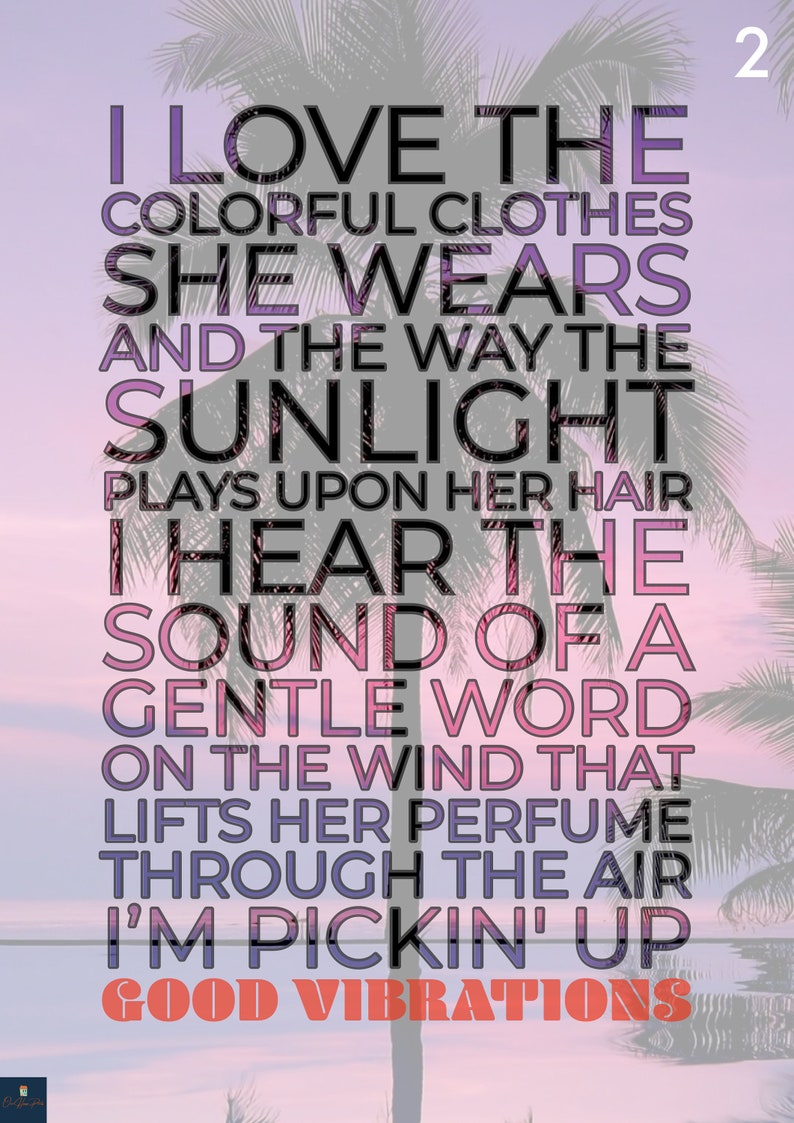 Good Vibrations Lyrics Print the Beach Boys Inspired Music - Etsy