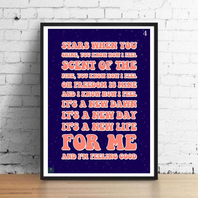 Feeling Good Lyrics Print Nina Simone Inspired Music Poster. | Etsy UK