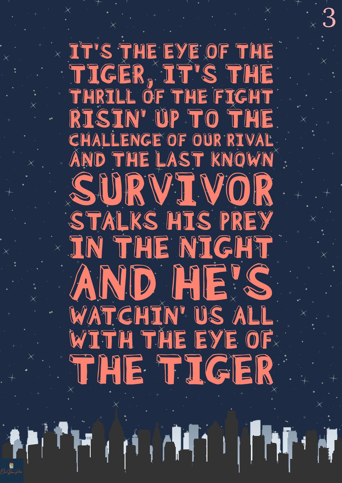 Eye Of The The Tiger Lyrics Print Survivor Inspired Music | Etsy