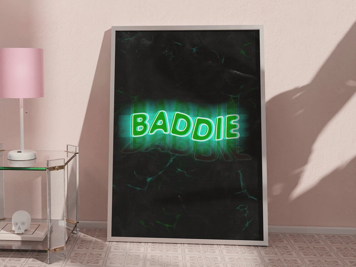 Baddie Neon Sign Wall Art Trendy Posters Bedroom Posters - Etsy