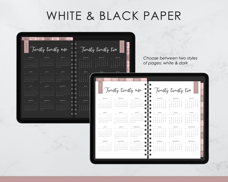 2021 Digital Planner Dated Dark Mode Black Stickers | Etsy