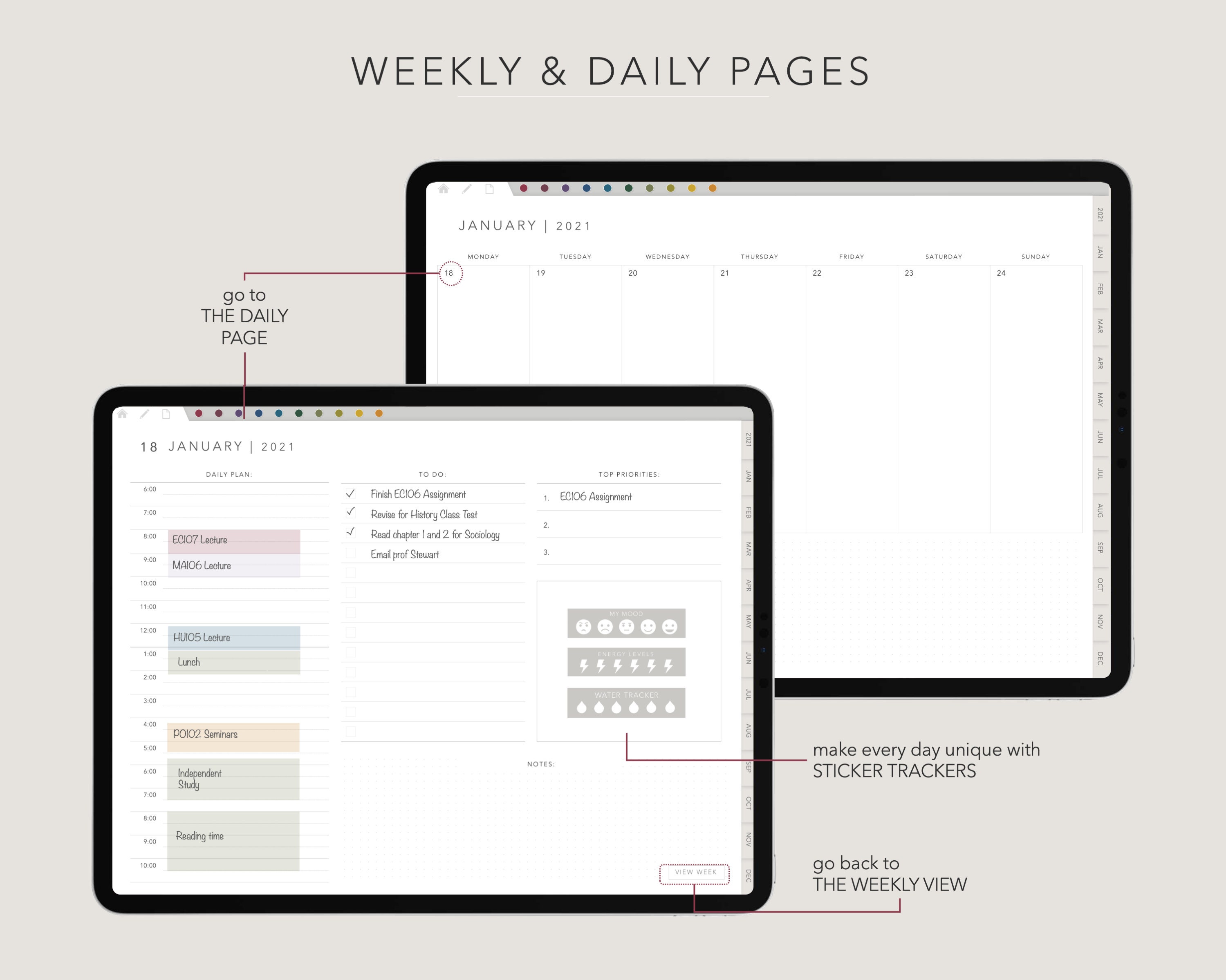 Student Digital Planner 2022 2023 Academic College - Etsy