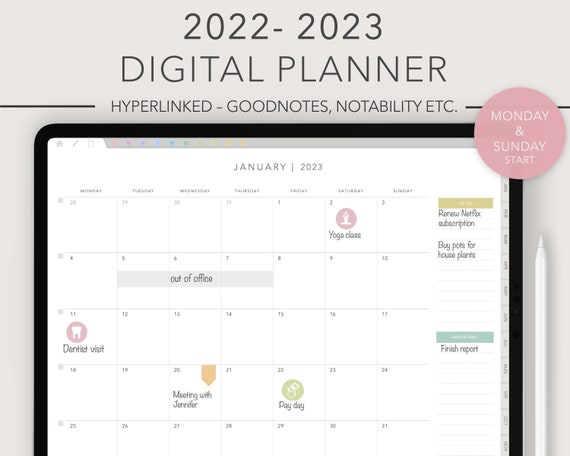 Digital Planner 2022 2023 Pastel Mid-year July - Etsy