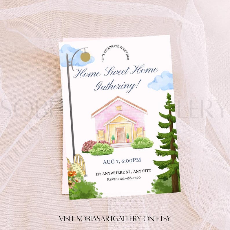 Home Sweet Home Canva Invitation | Editable Housewarming Party Template ...