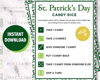 St Patrick's Day Candy Dice Game, St Patrick's Day Kids Game, St ...