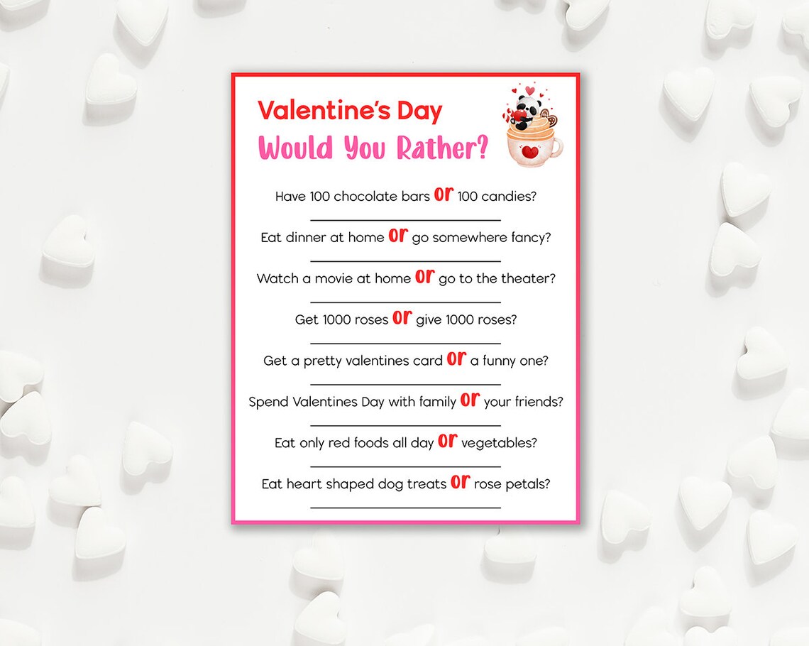 Valentine's Would You Rather Game for Kids, Printable Valentine's Party ...
