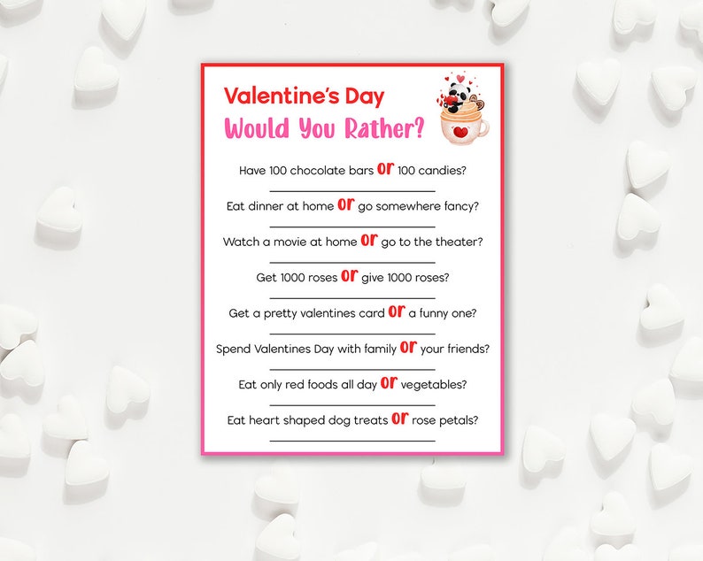 Valentine's Would You Rather Game for Kids, Printable Valentine's Party ...