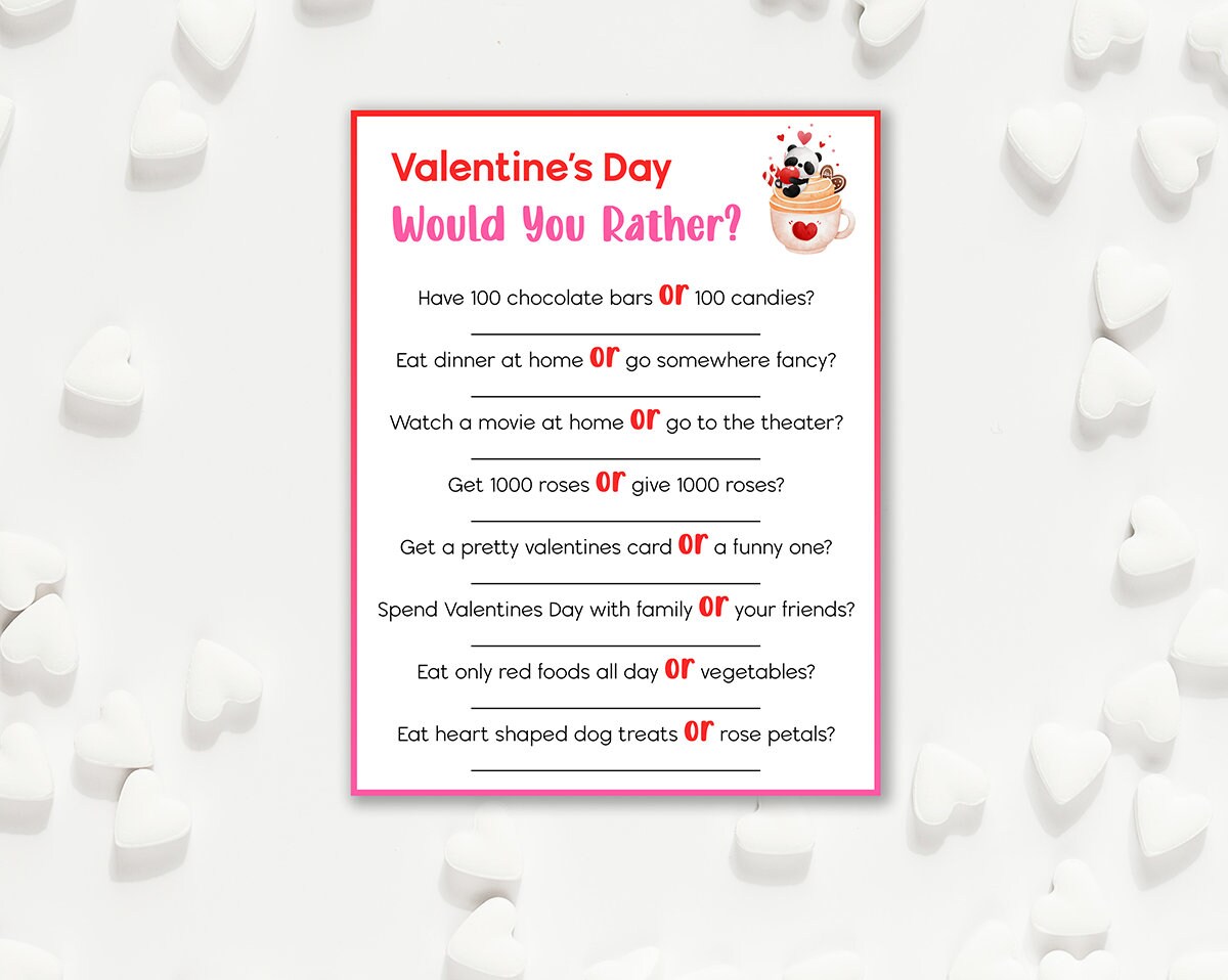 Valentine's Would You Rather Game for Kids, Printable Valentine's Party ...